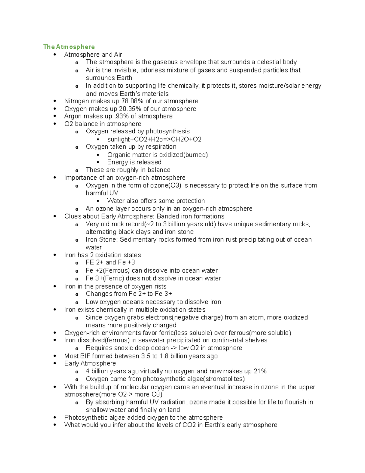 Lect Notes 6 - Earth System Science - The Atmosphere Atmosphere and Air ...