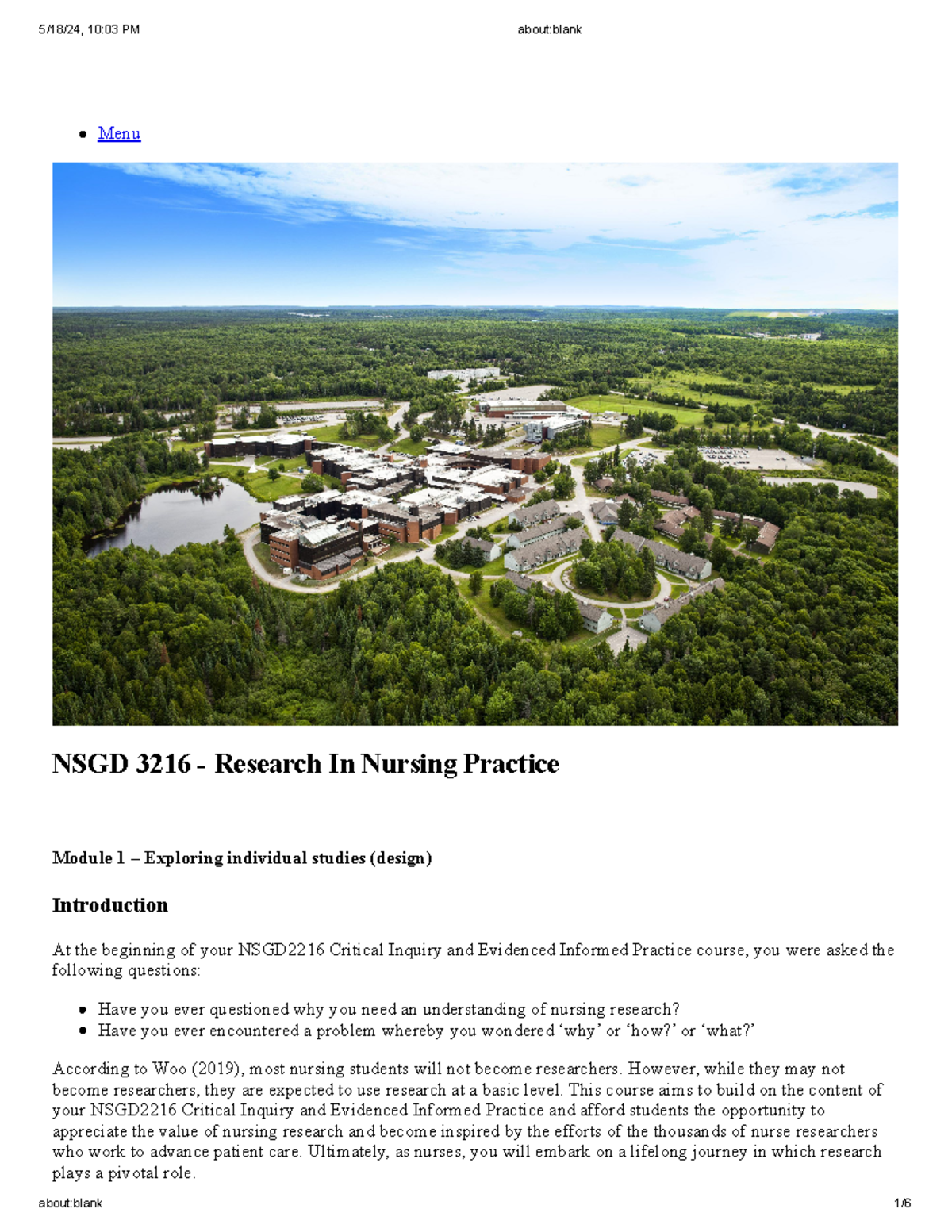 Module 1 – Exploring Individual Studies ( Design) - Menu NSGD 3216 ...