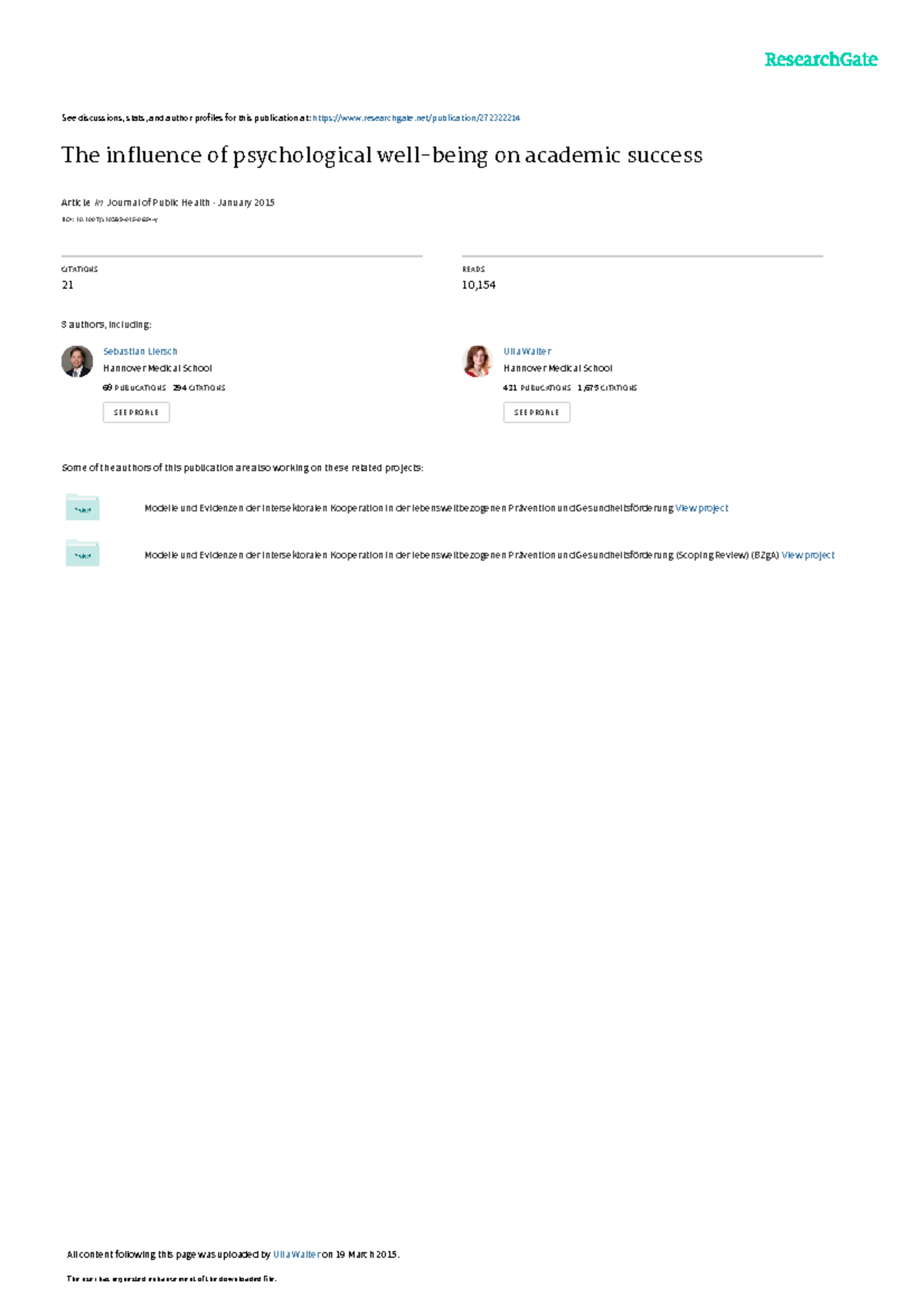 The Influence of Psychological well-being to students' Success - See ...