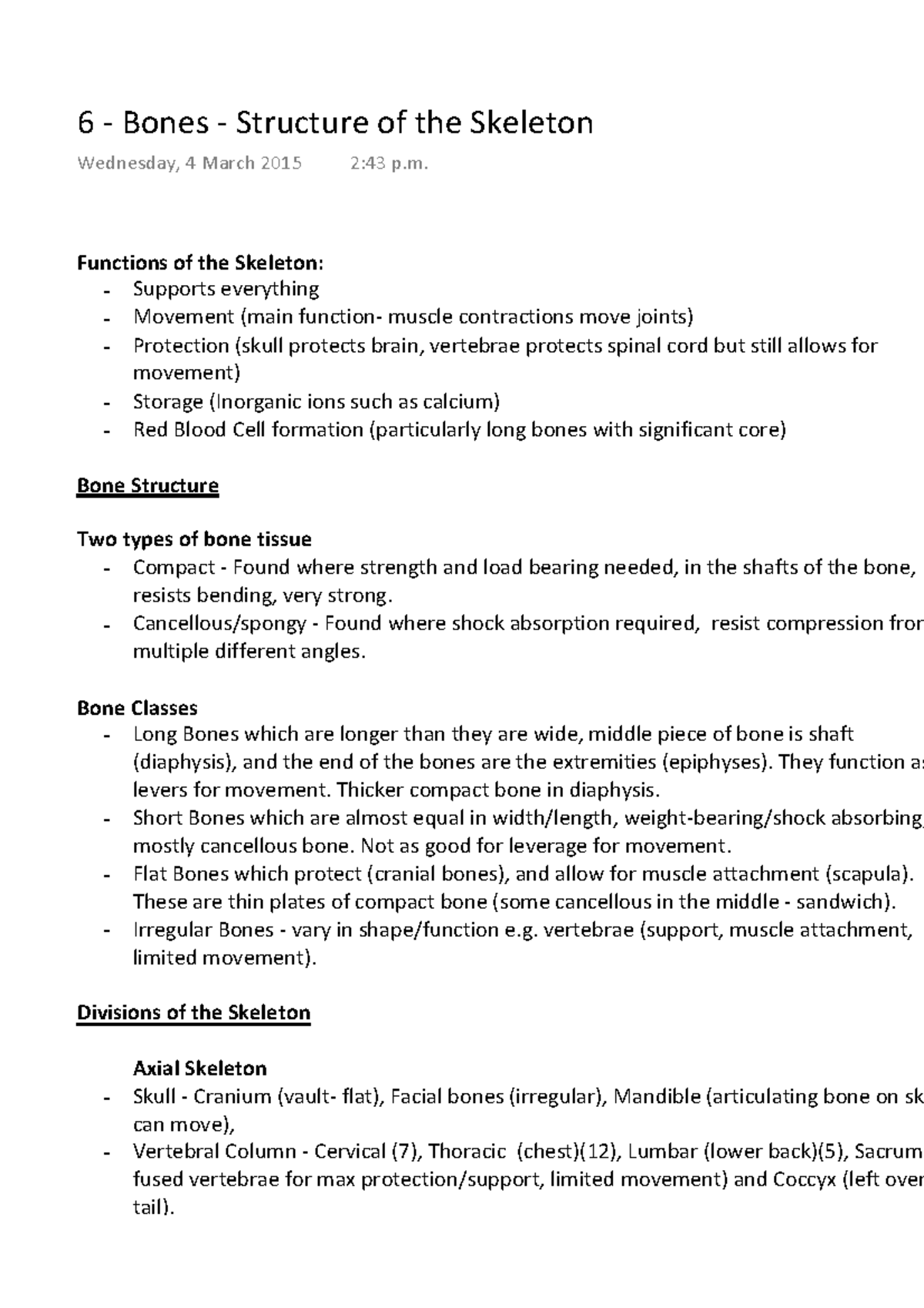 6 - Bones - Structure of the Skeleton - Warning: TT: undefined function: 32 Functions of the ...