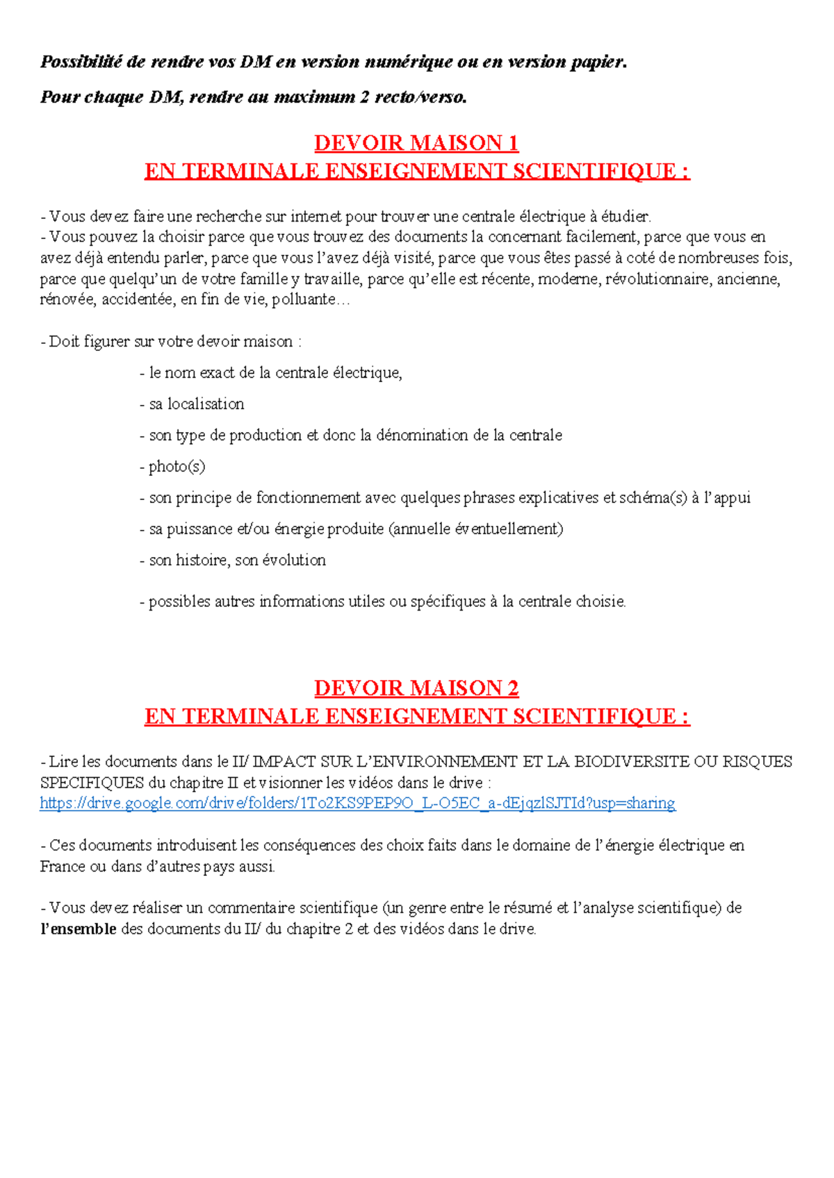 DM1 et DM2 en Tale E - analyse doc et synthèse - Possibilité de rendre ...