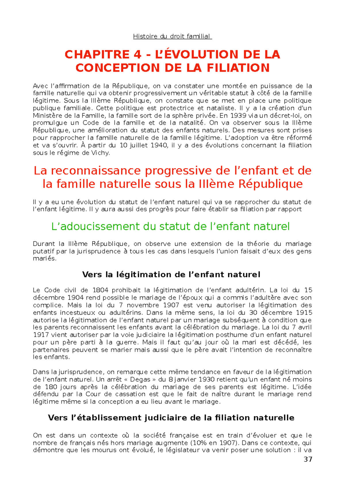 Chapitre 4 - Levolution DE LA Conception DE LA Filiation - Histoire du ...
