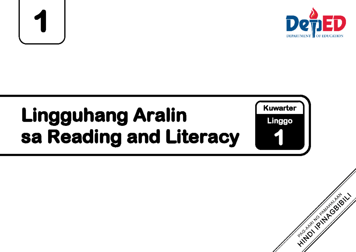 LE Q2 W1 Reading and Literacy - 1 Lingguhang Aralin sa Reading and ...