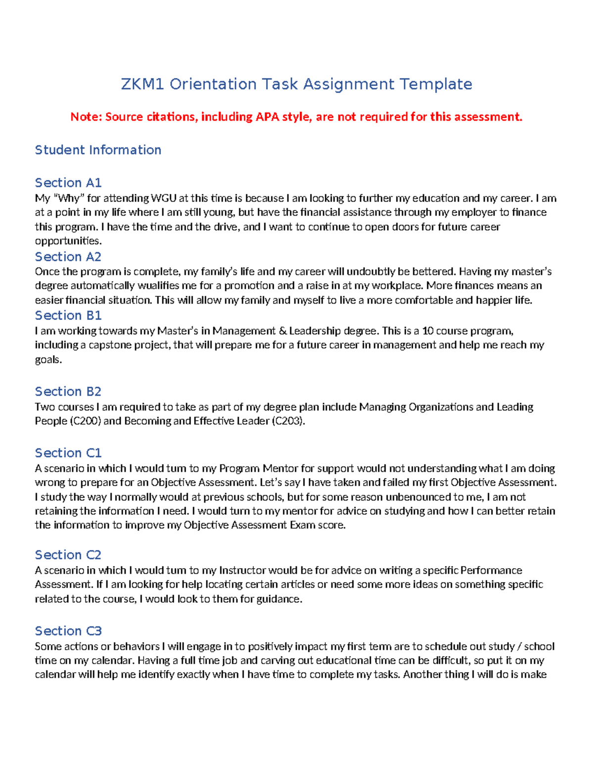 Orientation Task - Task assignment submission - ZKM1 Orientation Task ...