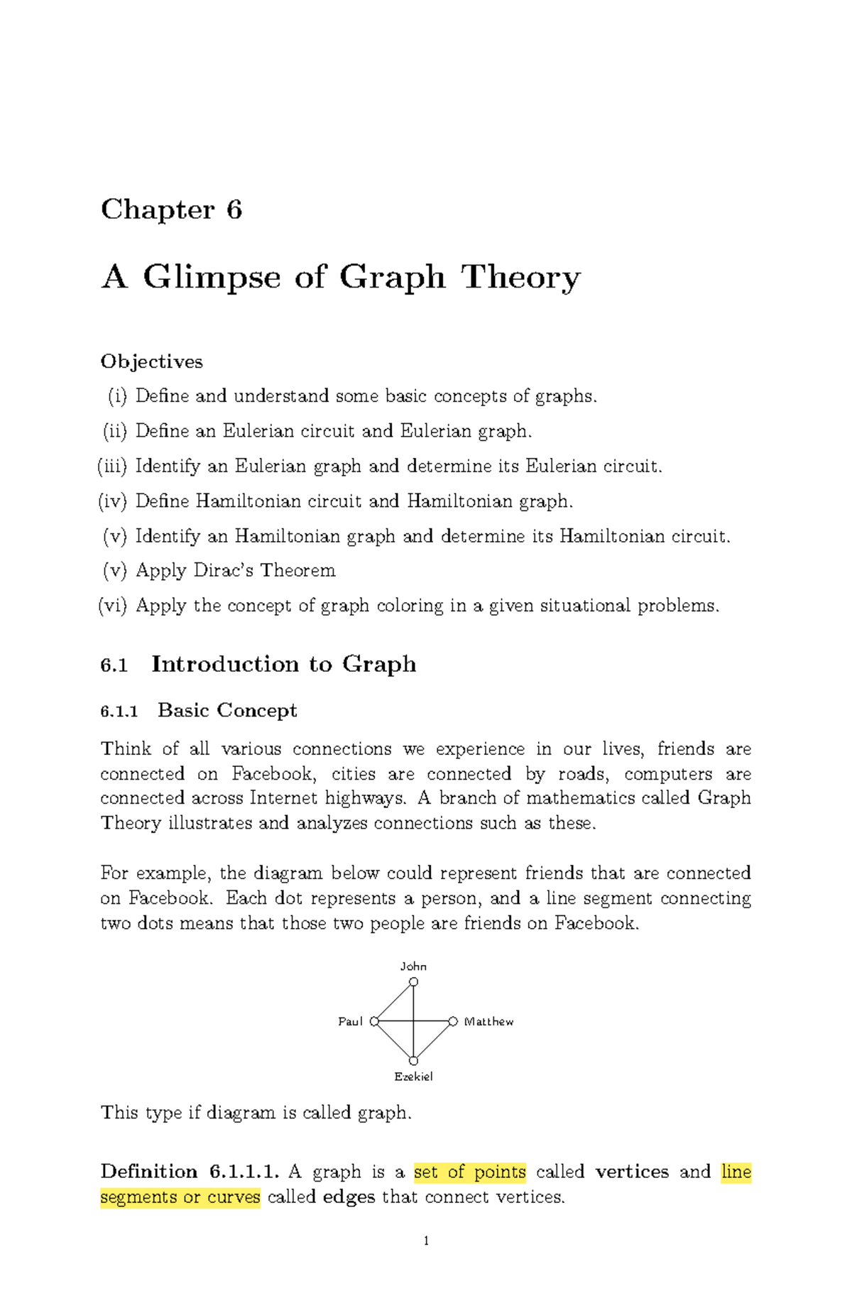 6 a glimpse of graph theory - Chapter 6 A Glimpse of Graph Theory ...