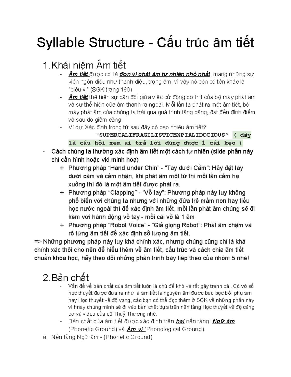 Outlines cho Syllable Structure - Syllable Structure - Cấu trúc âm tiết ...