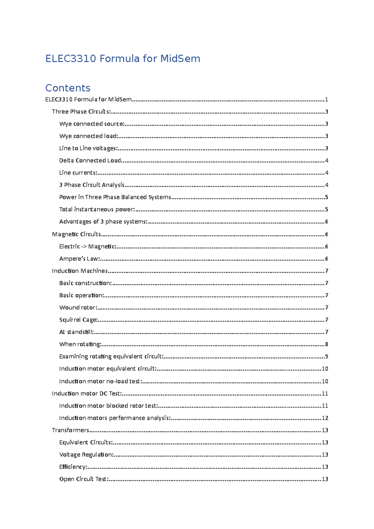 Cheat Sheet Mid Sem - Notes - ELEC3310 Formula for - Studocu