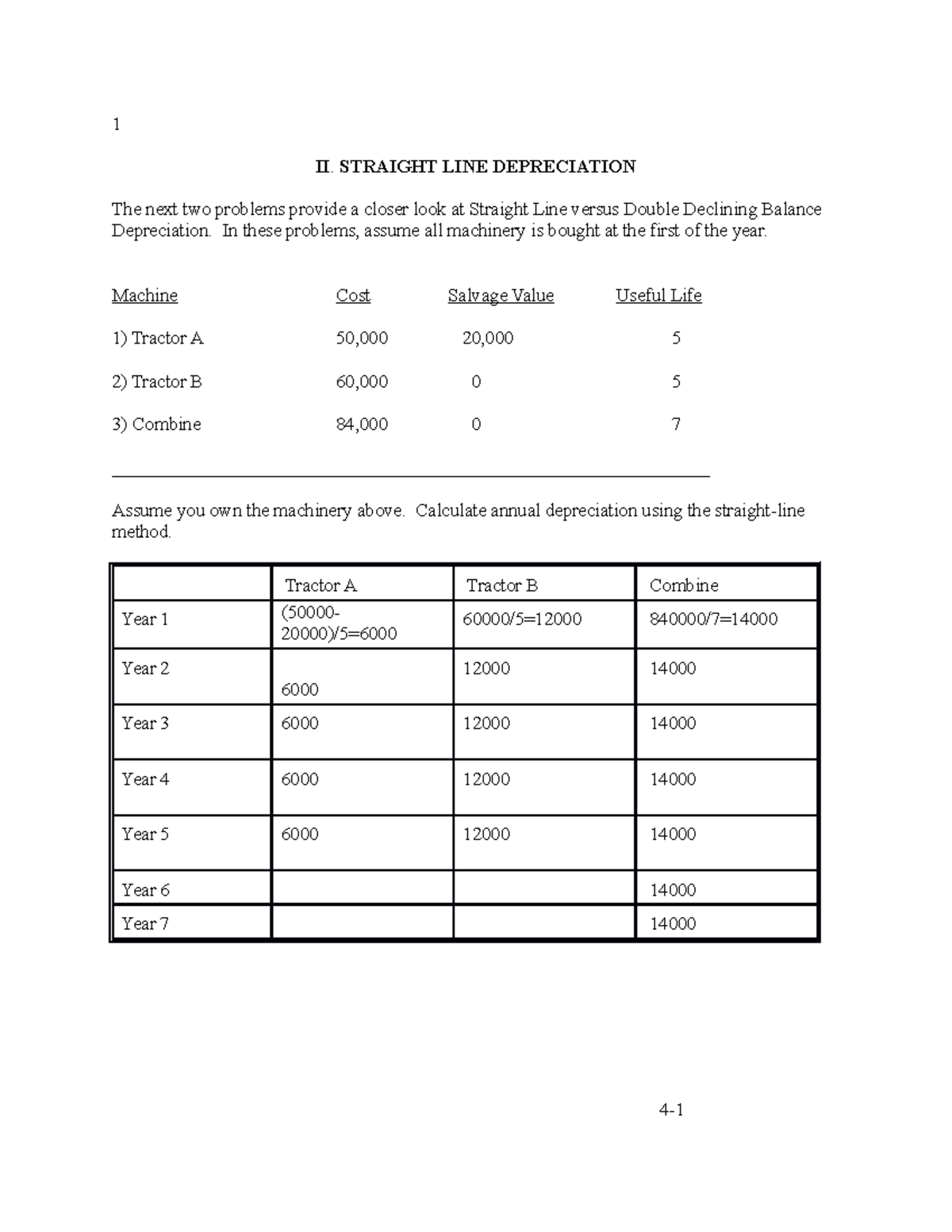 Ch 5 Depreciation Blank - 1 II. STRAIGHT LINE DEPRECIATION The next two ...
