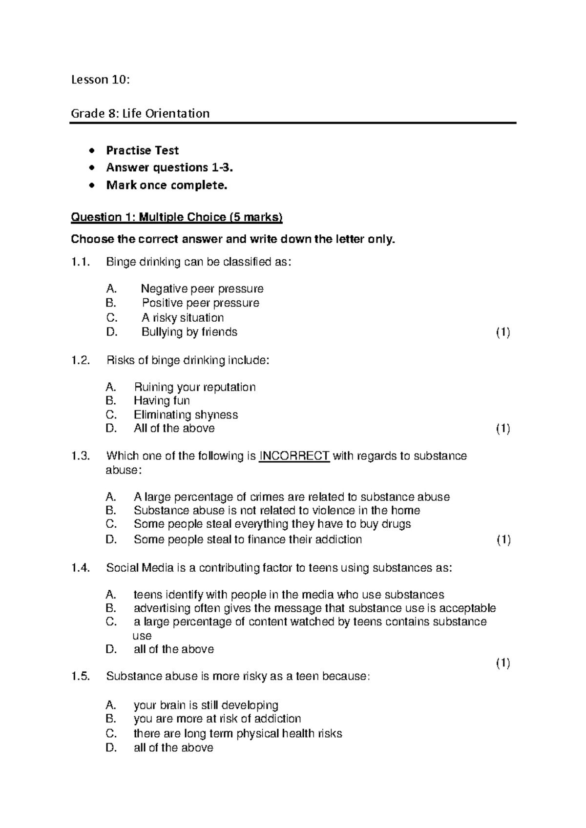 8 LO Term 2 Lesson 10 - life orientation - Lesson 10: Grade 8: Life ...