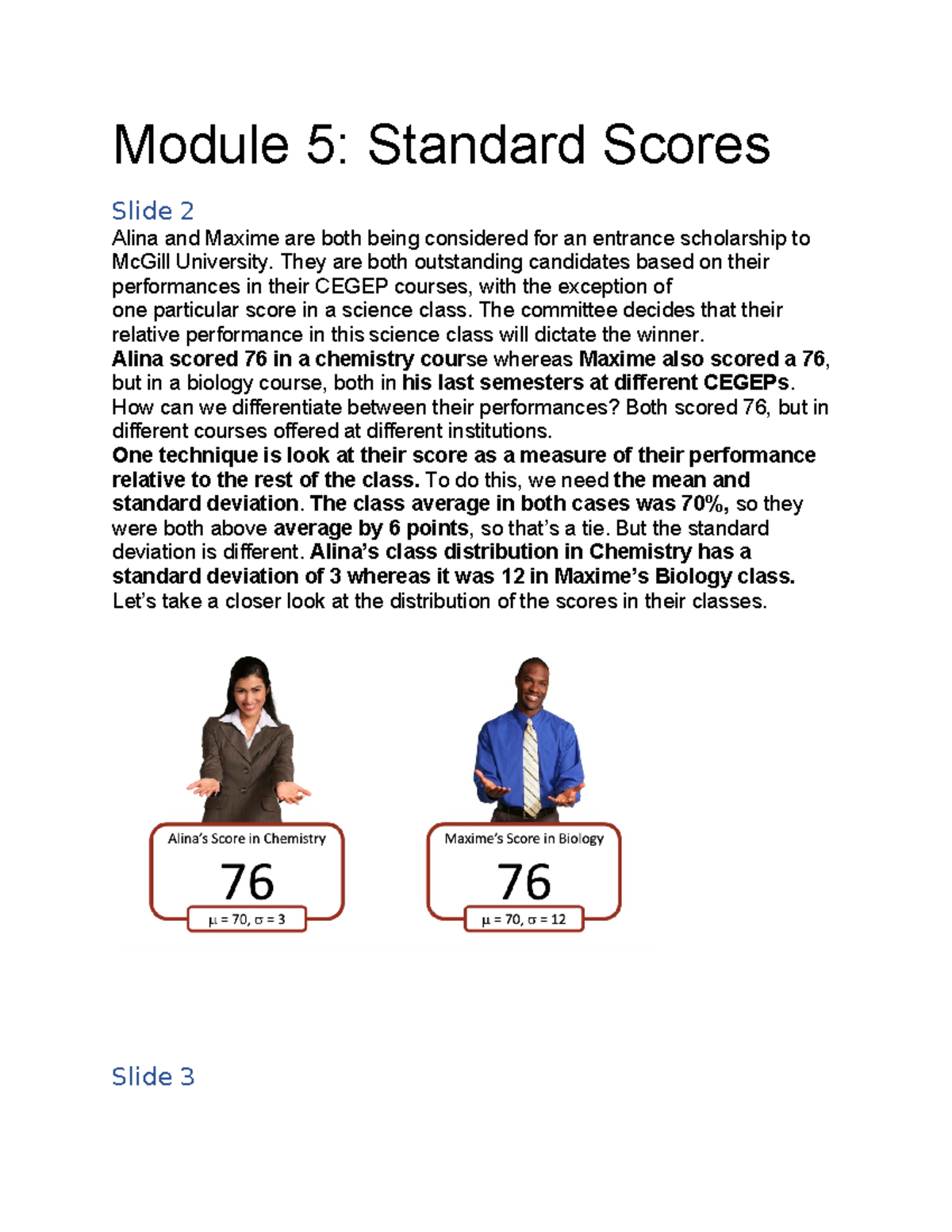 Stats - brief notes - Module 5: Standard Scores Slide 2 Alina and ...