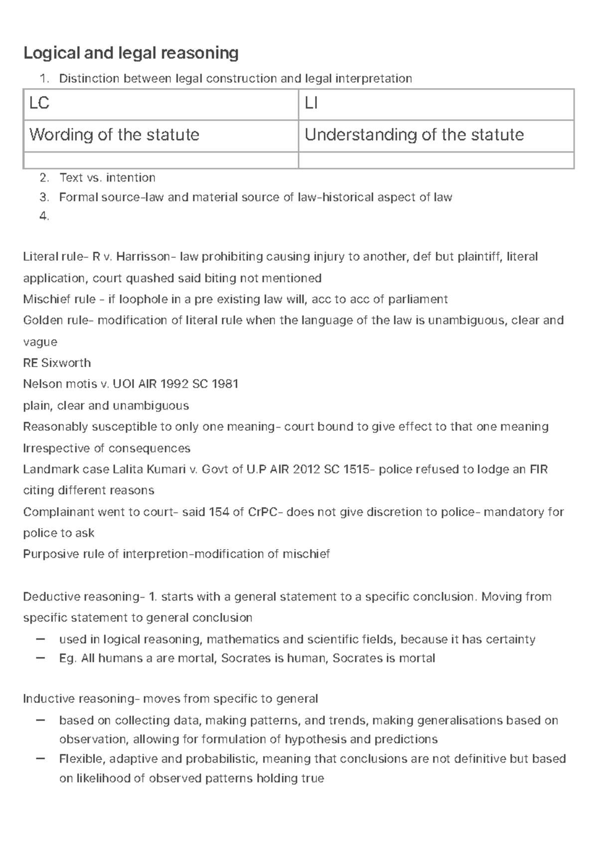 Logical and legal reasoning - 1. 2. 3. 4. – – – – Logical and legal ...