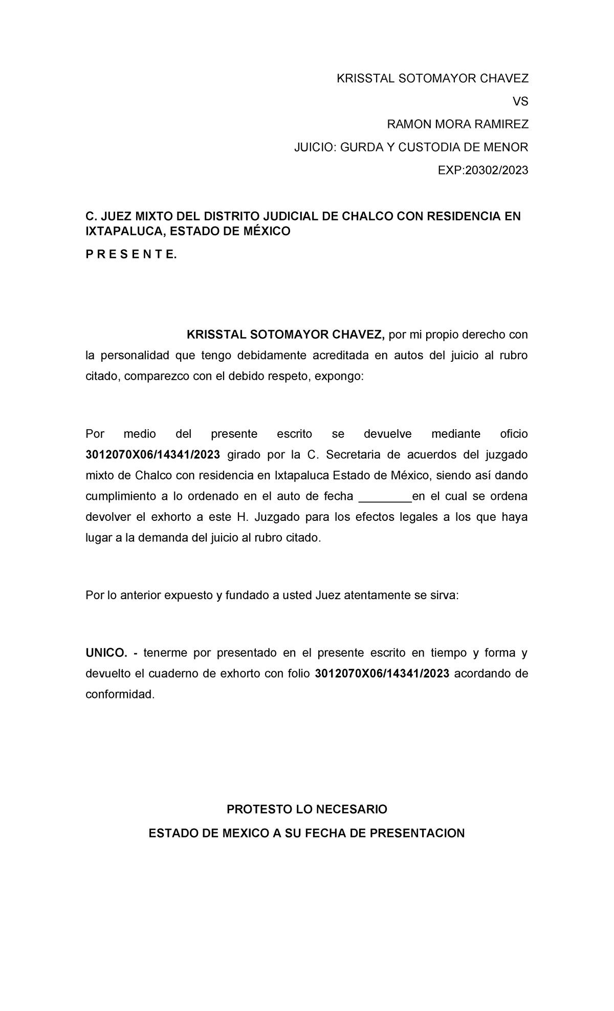 Prevencion Krisstal - KRISSTAL SOTOMAYOR CHAVEZ VS RAMON MORA RAMIREZ ...