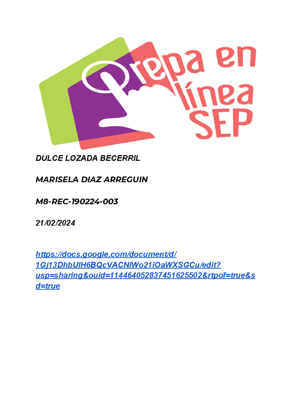 Lozada Becerril Dulce M08S1AI1 - Modulo 8 actividad integradora 1 ...