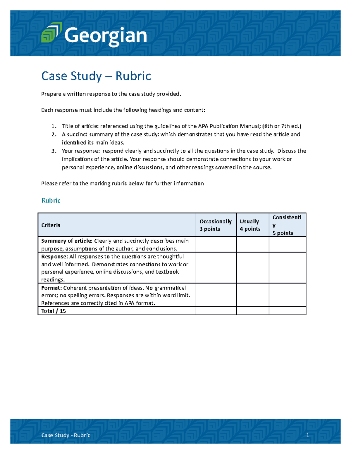 GBMT 2004 Case Study Rubric - Case Study – Rubric Prepare a written ...