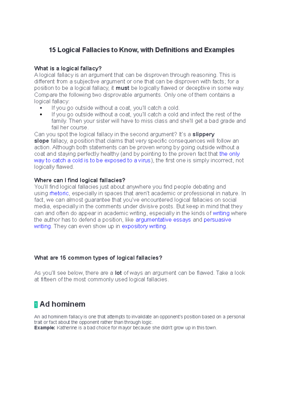 15 Logical Fallacies to Know - This is different from a subjective ...