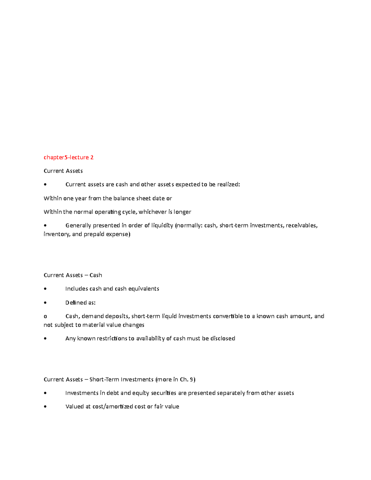 Ch5-lec2 - Financial Accounting 1 - chapter5-lecture 2 Current Assets ...