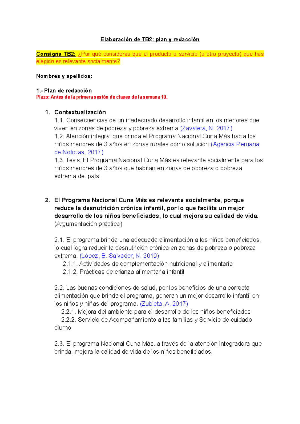 TB2 Escribas ANA - tarea bien hecha - Elaboración de TB2: plan y redacción Consigna TB2: ¿Por ...