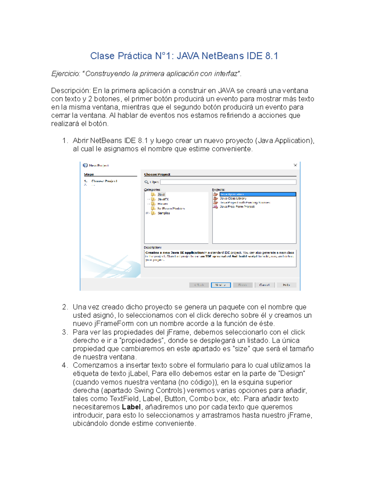 Interfaz Java - Apuntes 1 - Clase JAVA NetBeans IDE 8 Ejercicio: la ...