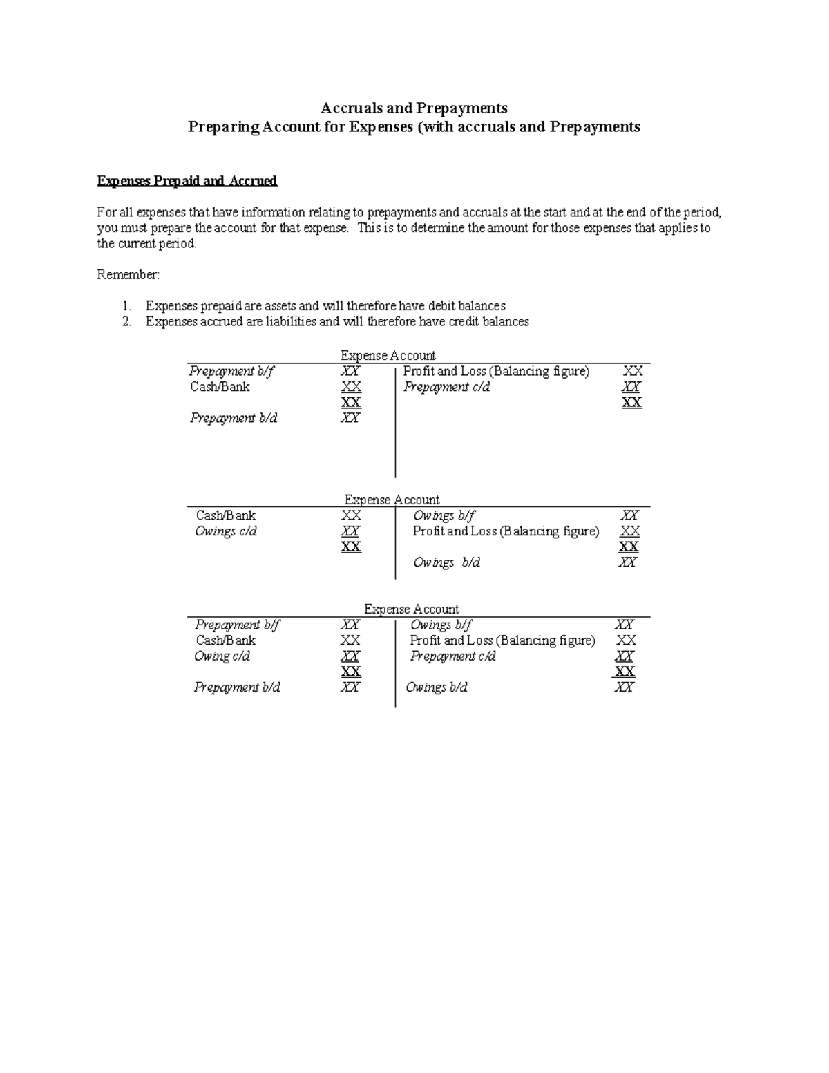 Accruals and Prepayments - Accruals and Prepayments Preparing Account ...