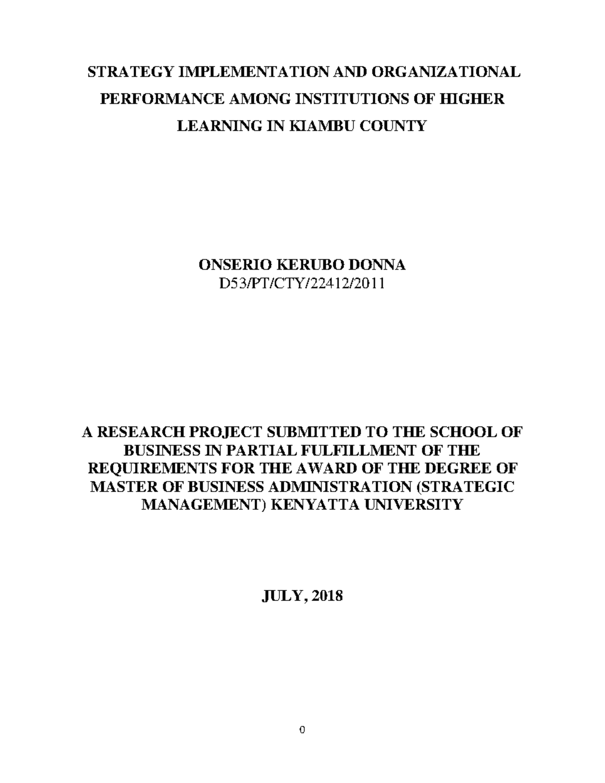 Strategy implementation and organizational performance among - STRATEGY ...