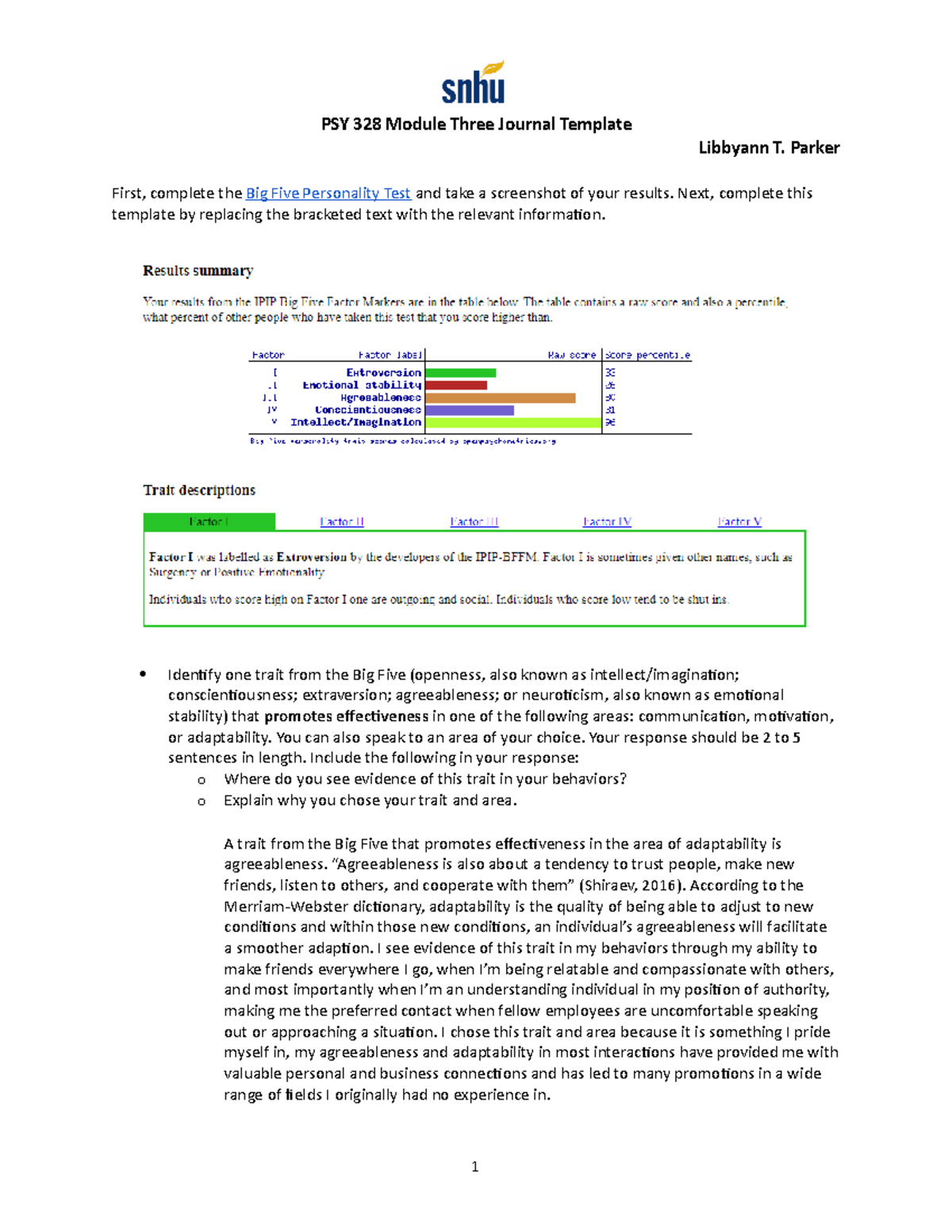 Module 3 Journal PSY-328 - PSY 328 Module Three Journal Template ...