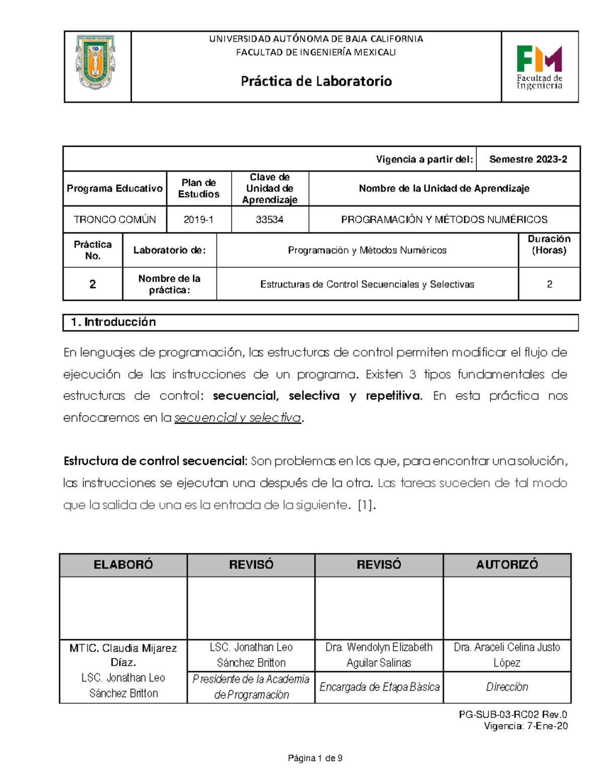 Practica 2 Octave PYMN 2023-2 - FACULTAD DE INGENIERÕA MEXICALI Pr·ctica de Laboratorio ELABORÓ ...