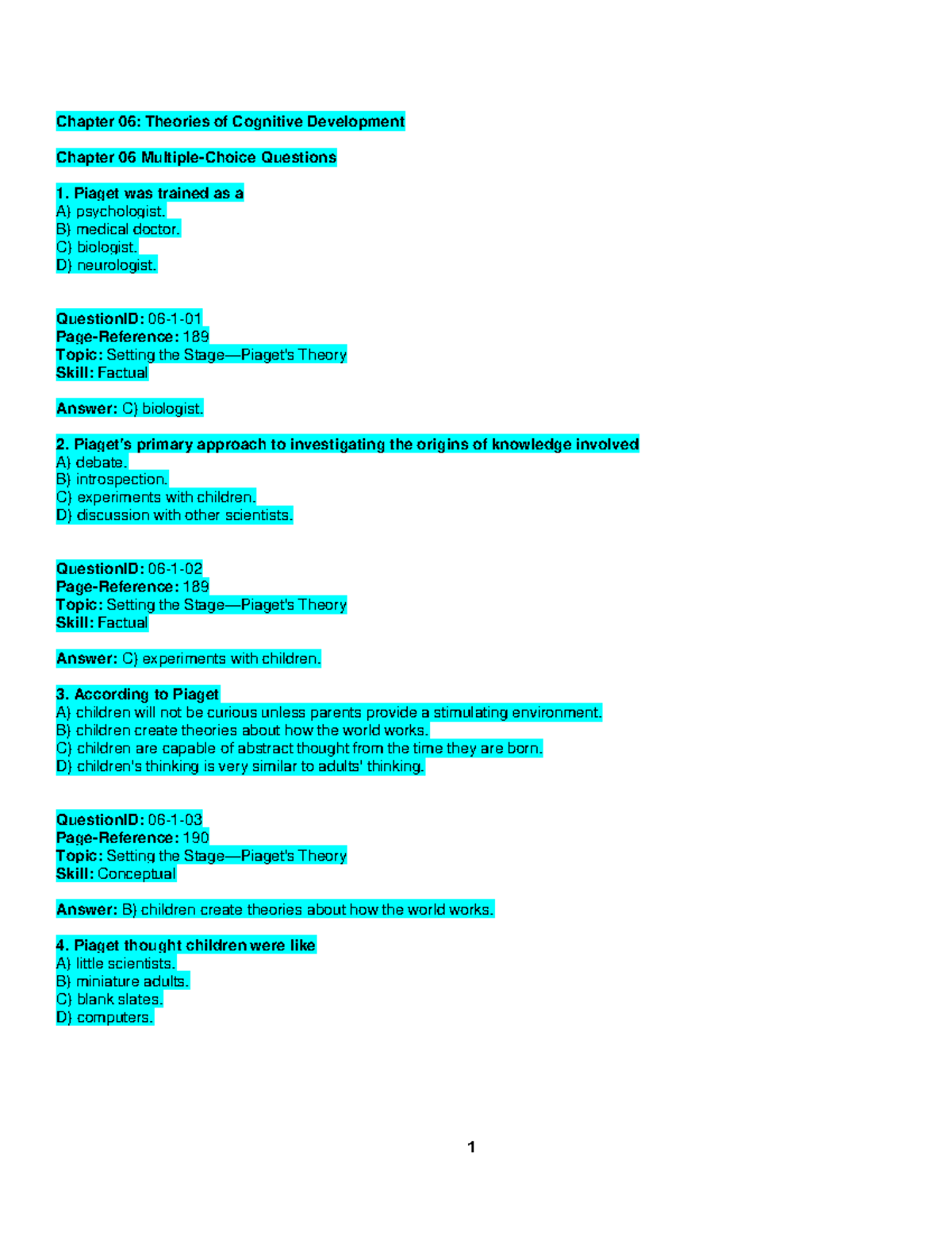 Chapter 06 Theories of Cognitive Development - Chapter 06: Theories of ...