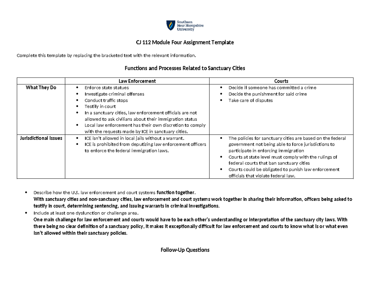 CJ 112 Module Four Assignment Template - CJ 112 Module Four Assignment ...