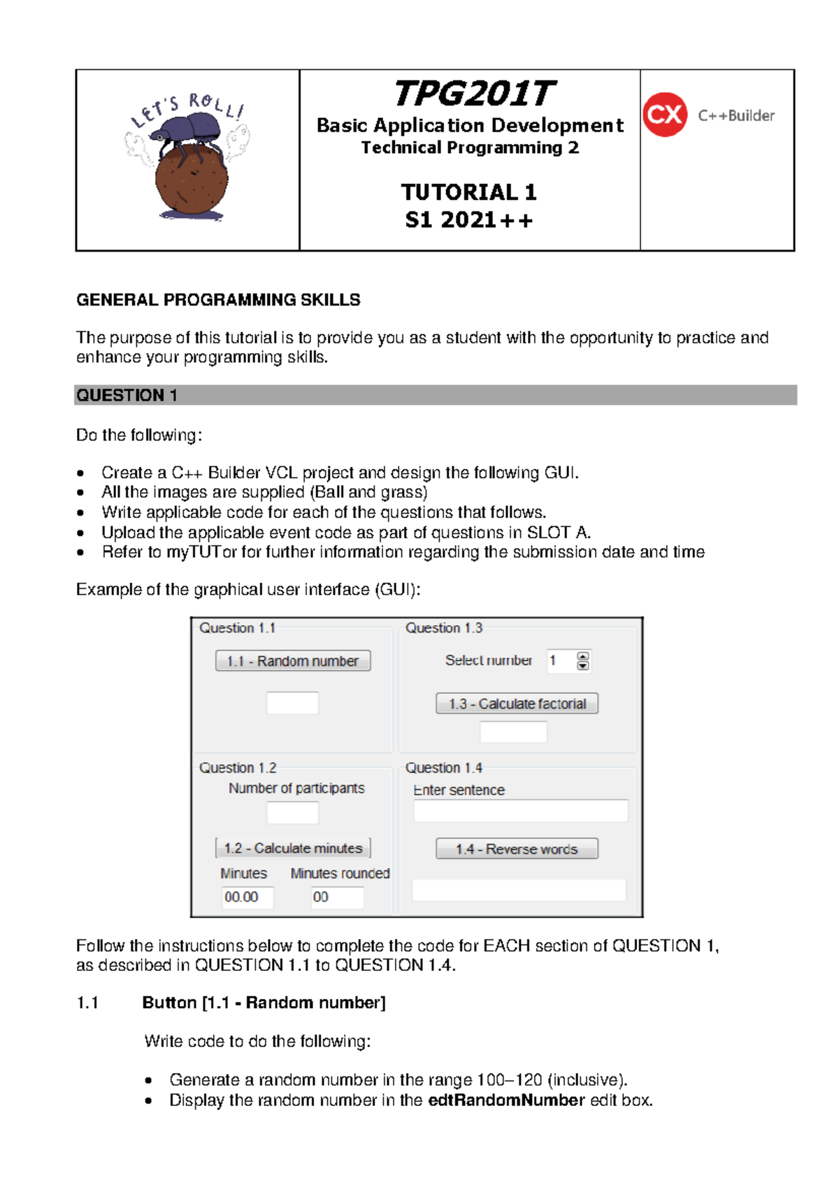 Tpg201t Tutorial 1 S1 2021 Tpg201t Basic Application Development Technical Programming 2