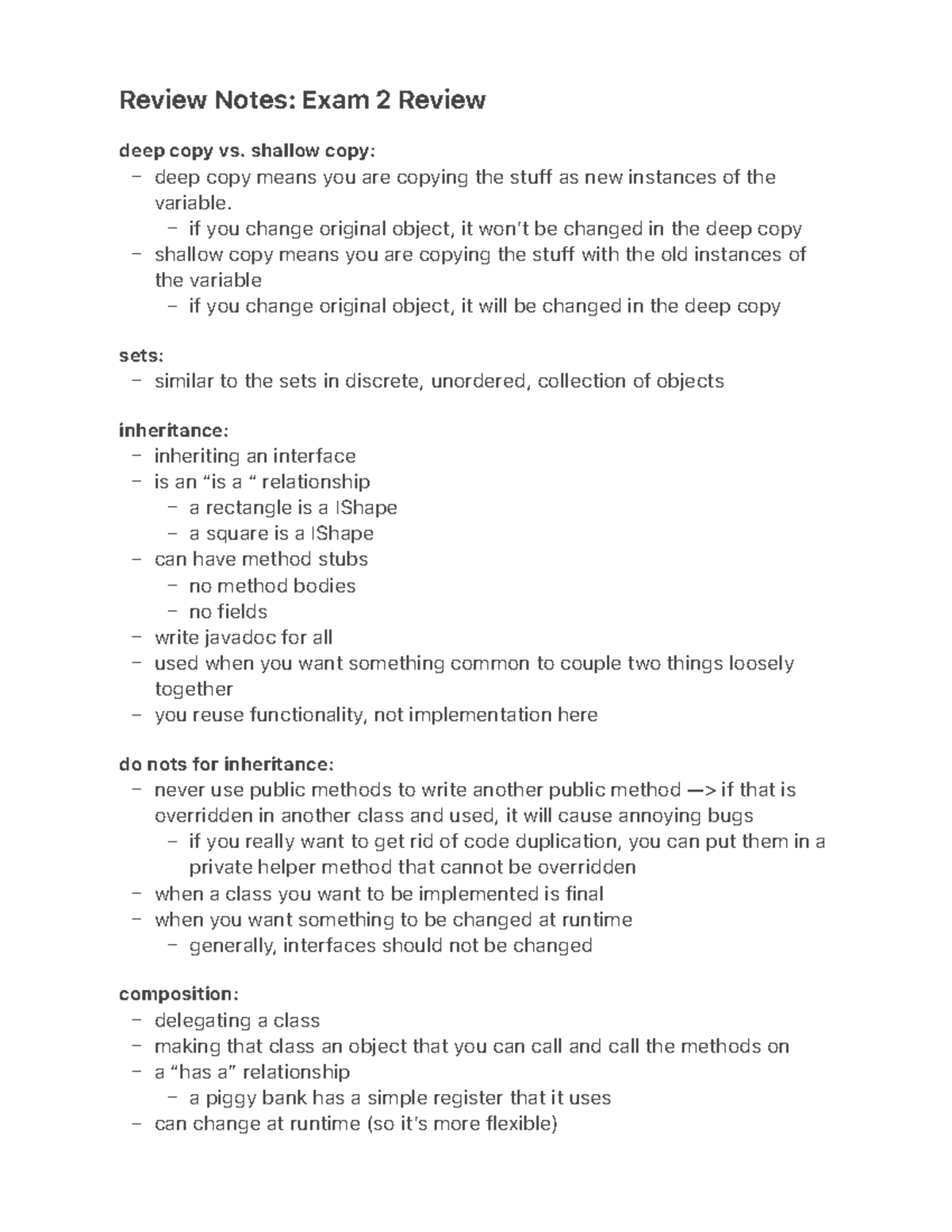 Review Notes: Exam 2 Review ...