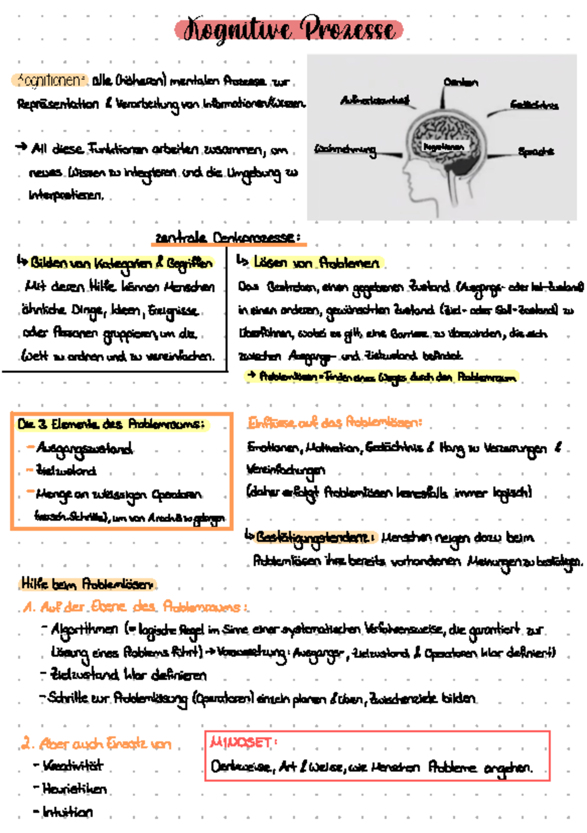 4. kognitive Prozesse - Kognitive Presse Kognitionen= alle(höheren ...