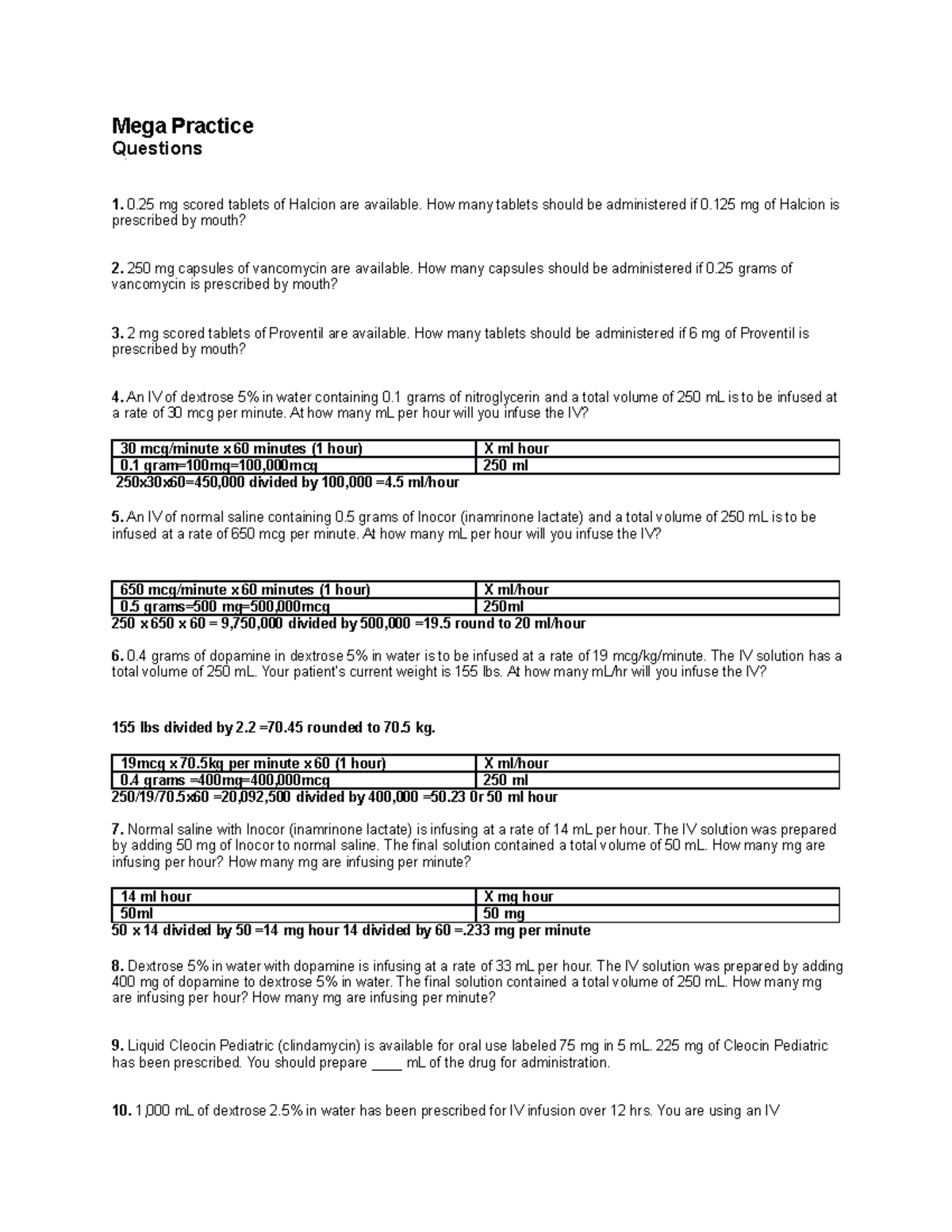 MEGA Practice Seniors with examples - Mega Practice Questions 0 mg ...