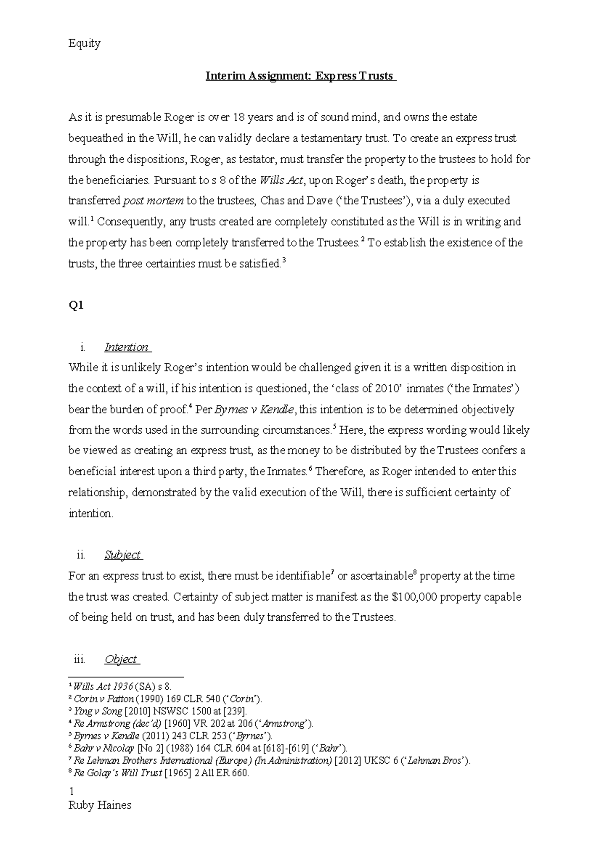 Interim ET Assignment 2022 - Interim Assignment: Express Trusts As it ...