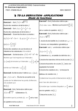 Derivation cours 1 2 - LA DERIVATION I) RAPPELLES 1) Activités : Activité 1 : 1 - Montrer en ...
