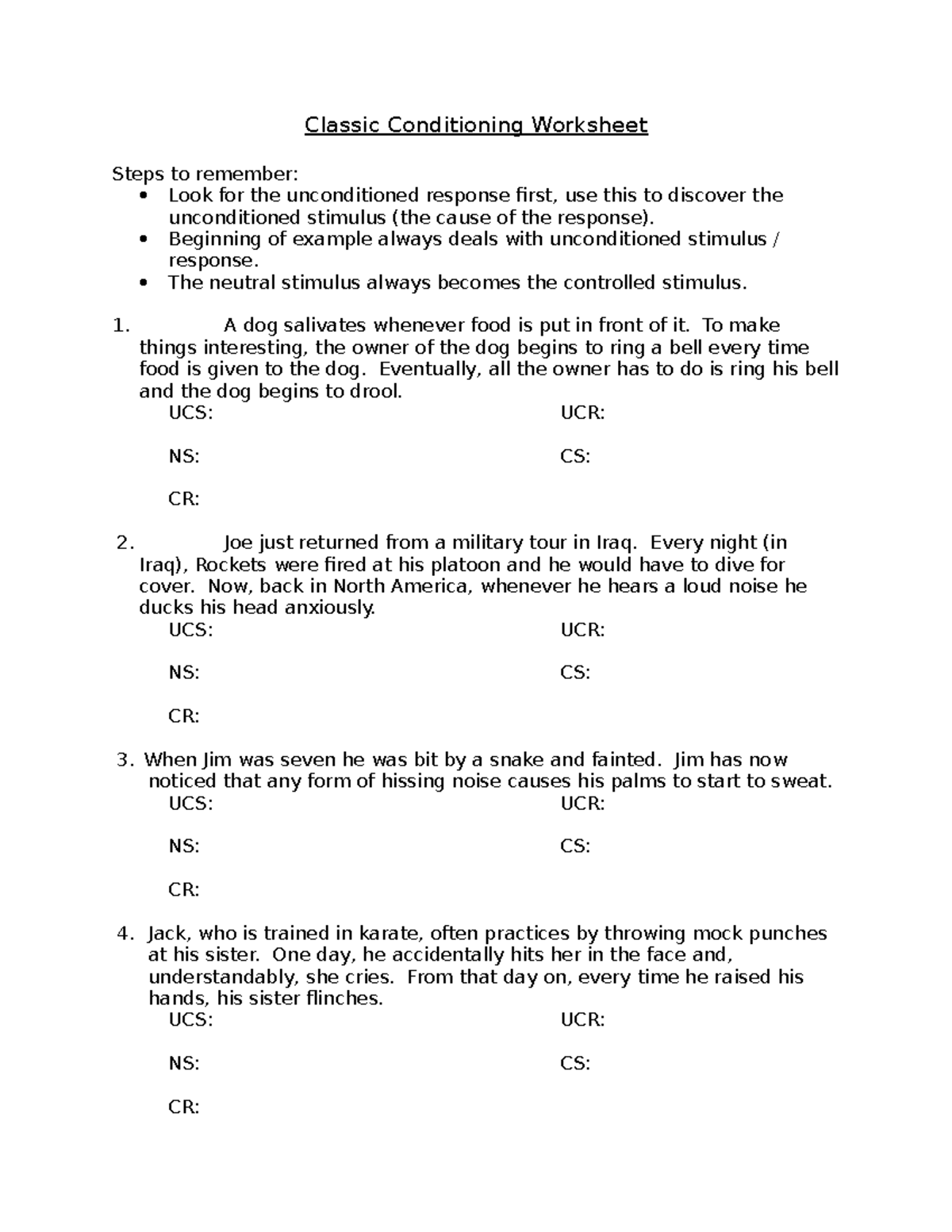Classic Conditioning choosing which is going with which - Classic ...