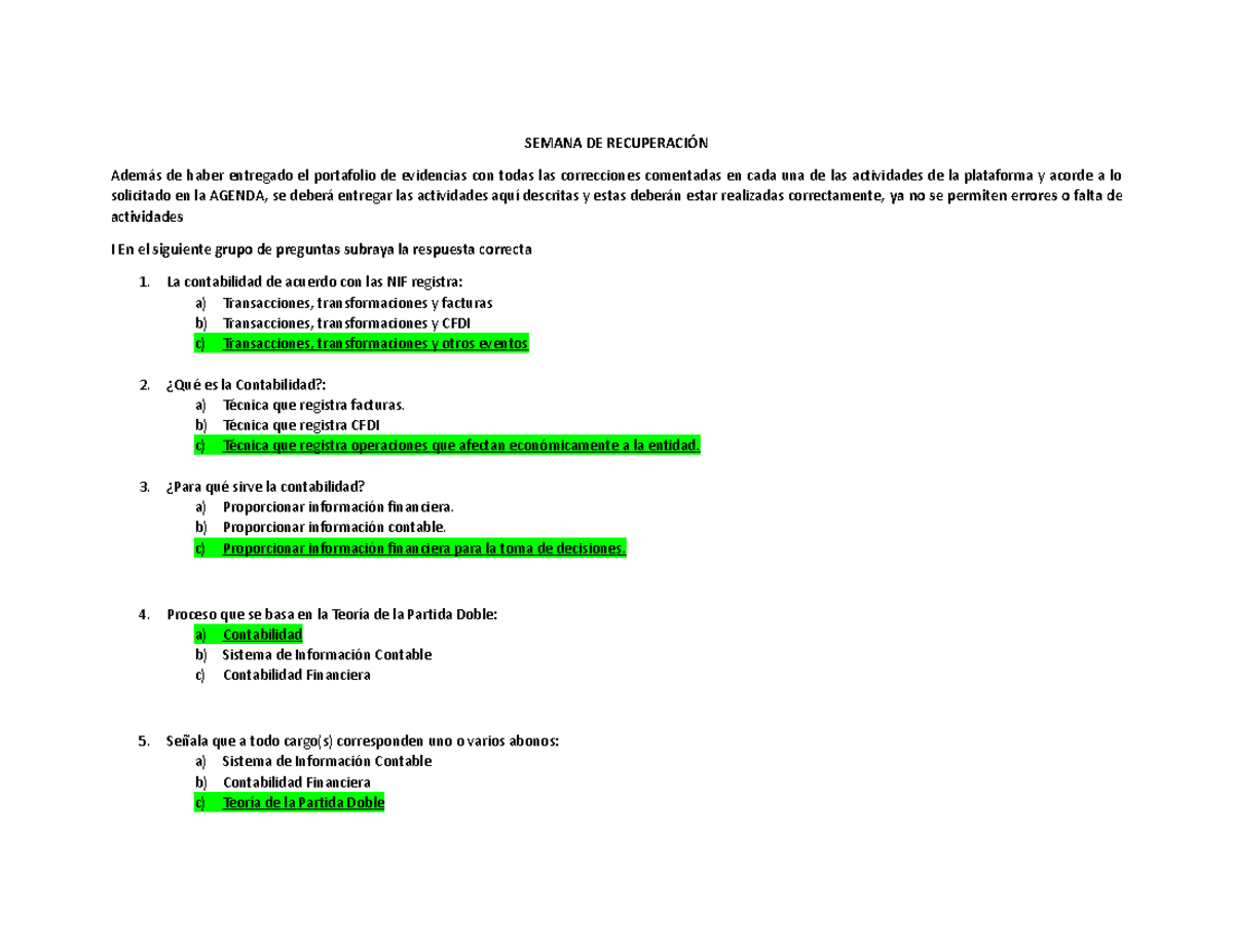 Actividad de recuperación Fucon - SEMANA DE RECUPERACIÓN Además de ...
