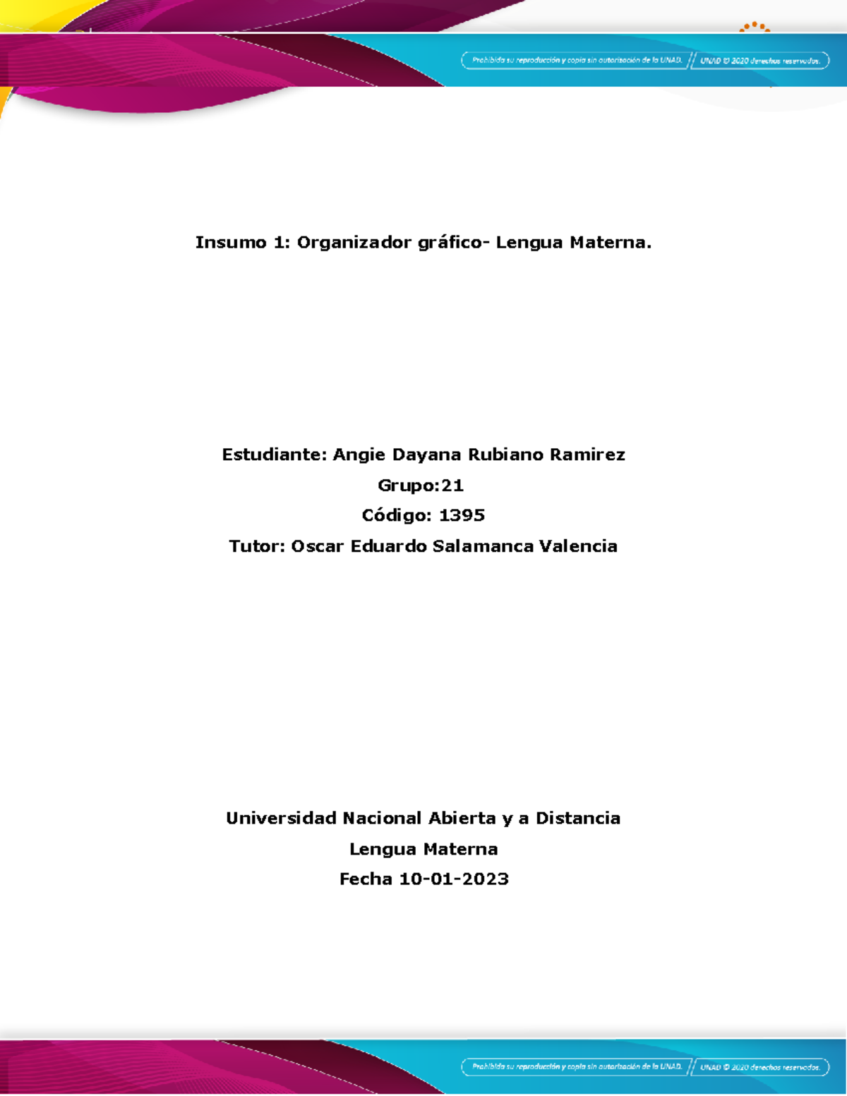 Lengua Materna - Estudiante: Angie Dayana Rubiano Ramirez Grupo: Código ...
