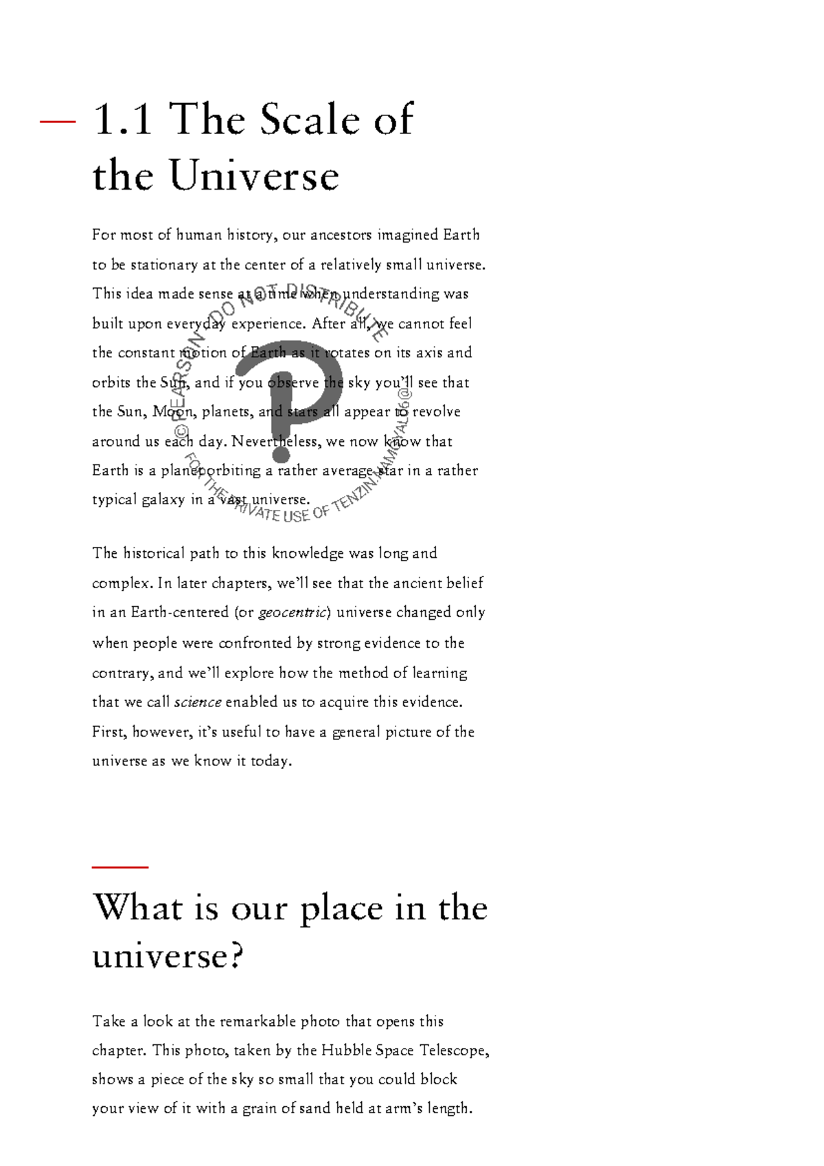 1.1 The Scale of the Universe - 1 The Scale of the Universe For most of ...