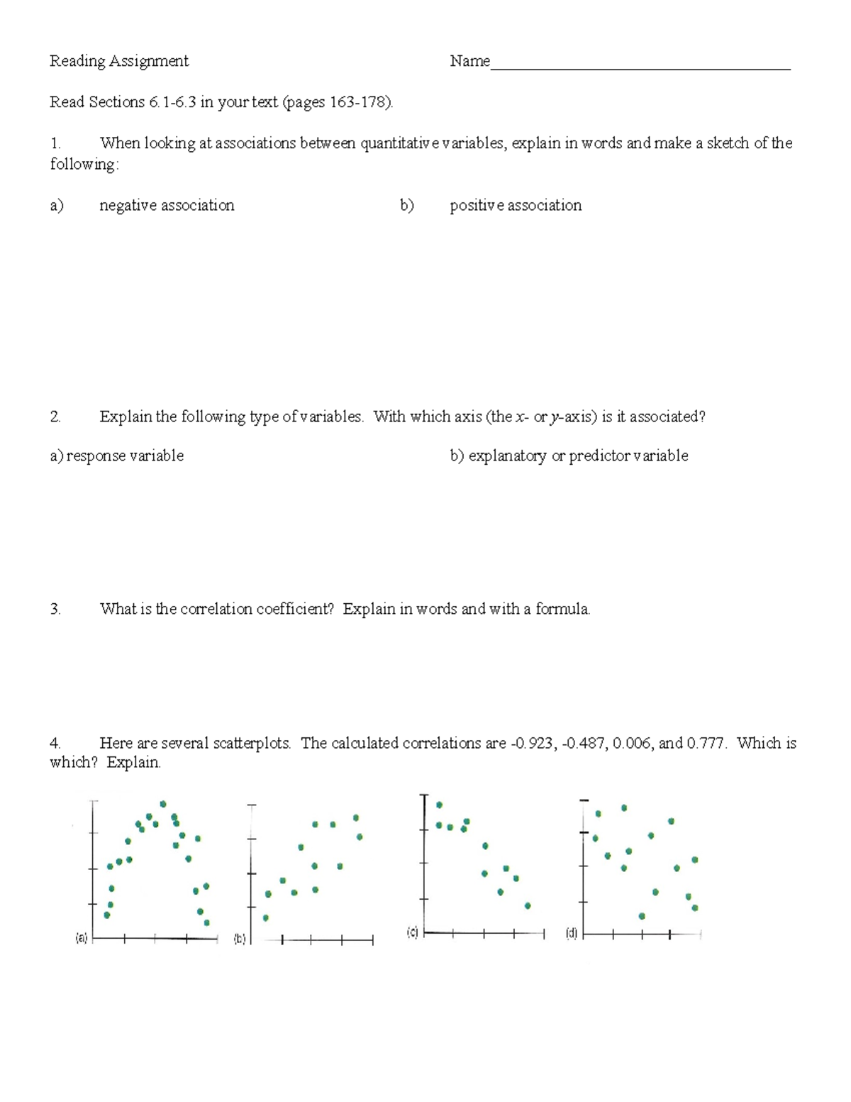 RA 6 - Princ Statistics chapter 6 HW - Reading Assignment Name
