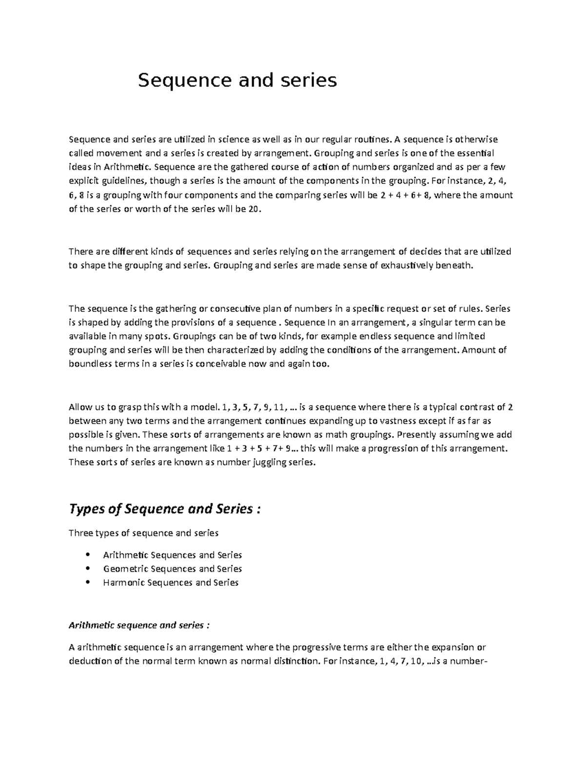 Sequence and Series - Sequence and series Sequence and series are ...