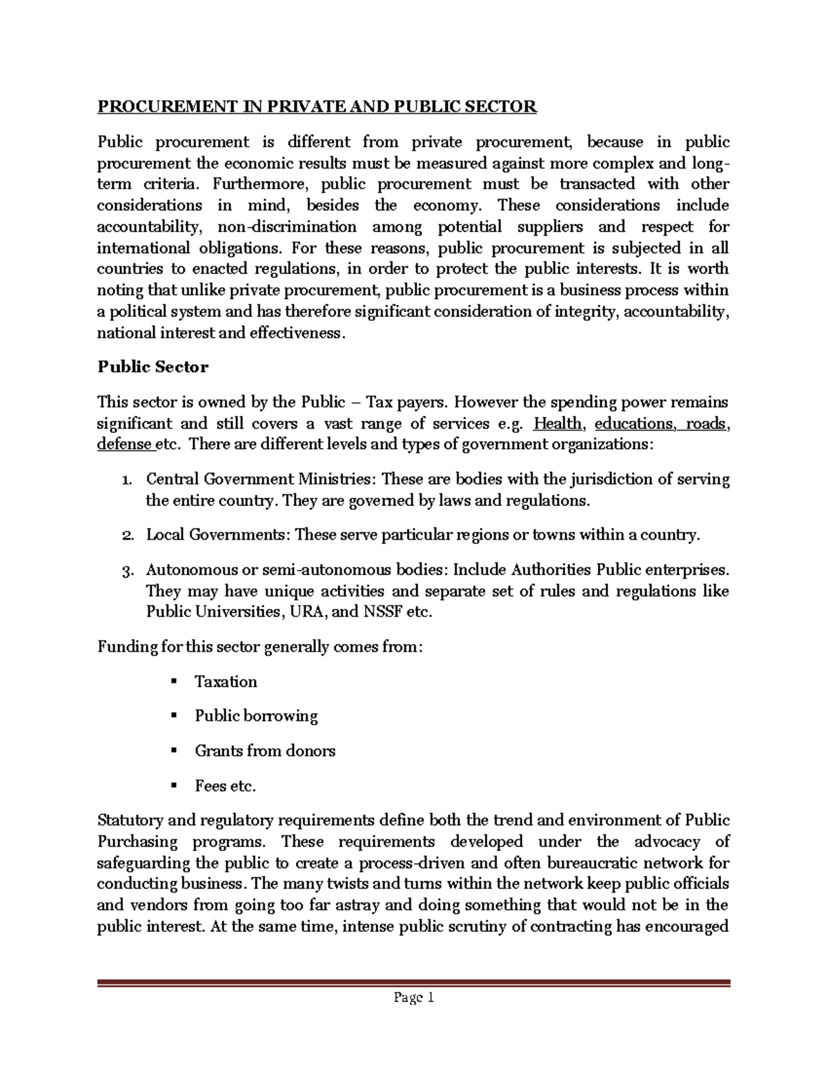 Procurement Management and Practices Notes 2 - PROCUREMENT IN PRIVATE ...