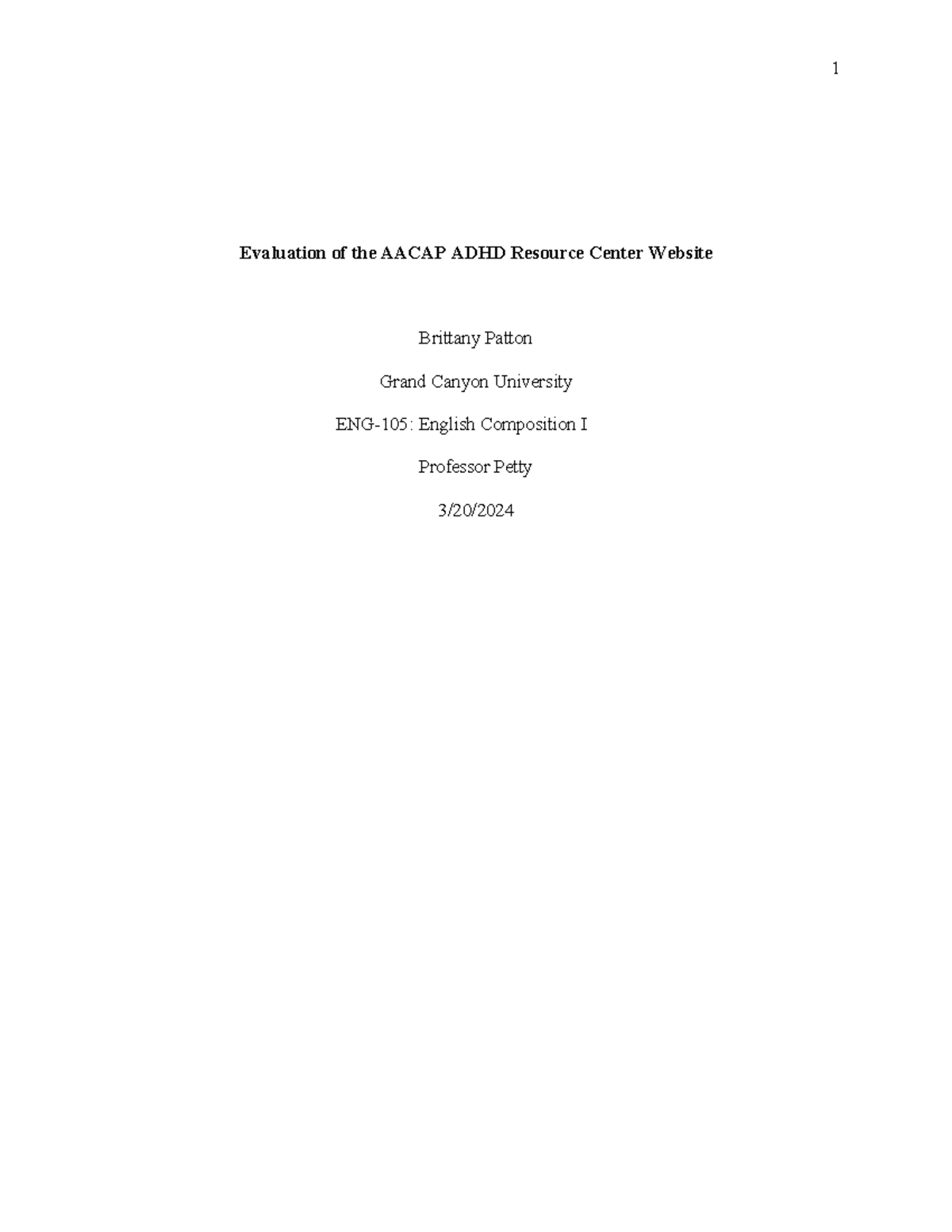 Review essay - Evaluation of the AACAP ADHD Resource Center Website ...