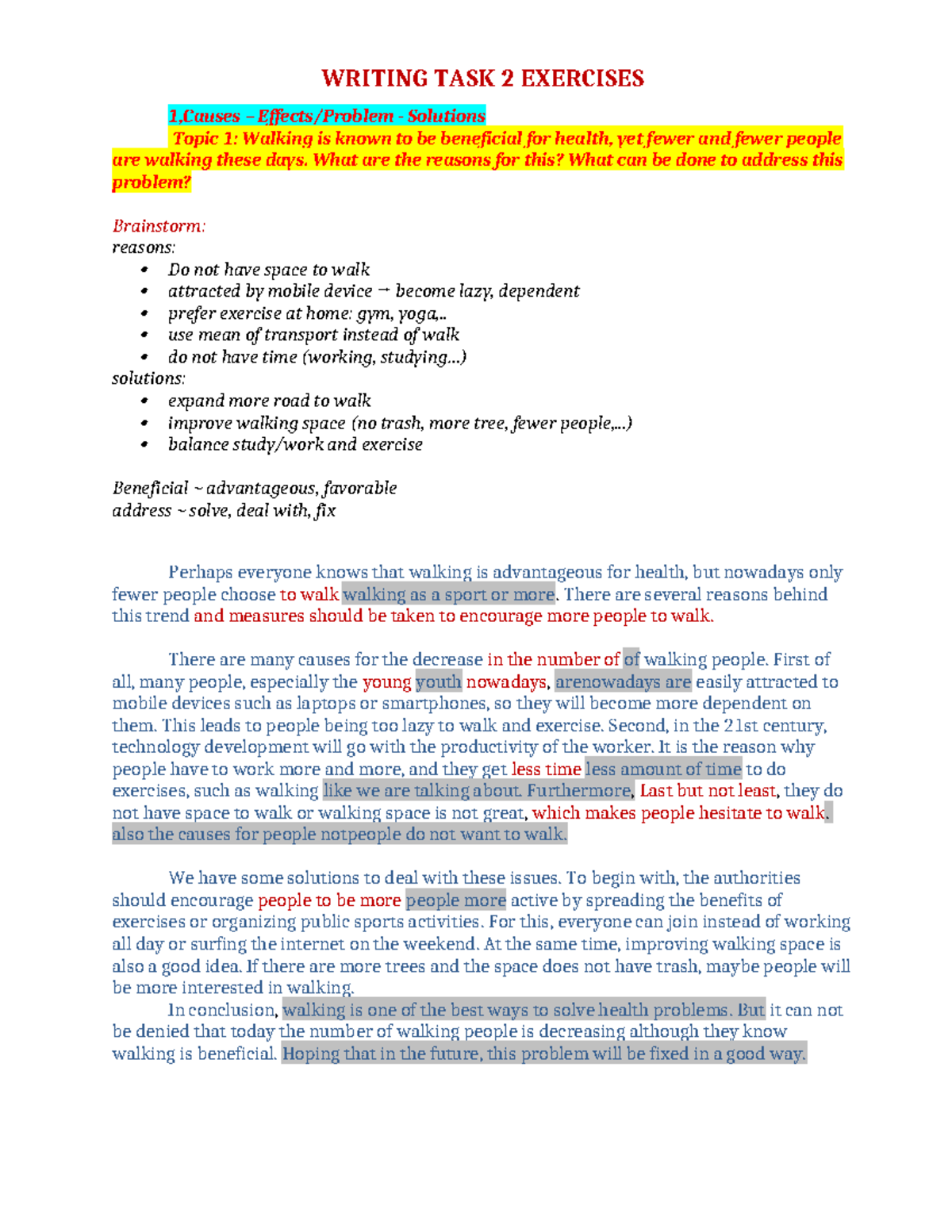 Writing TASK 2 Exercises - WRITING TASK 2 EXERCISES 1,Causes – Effects ...