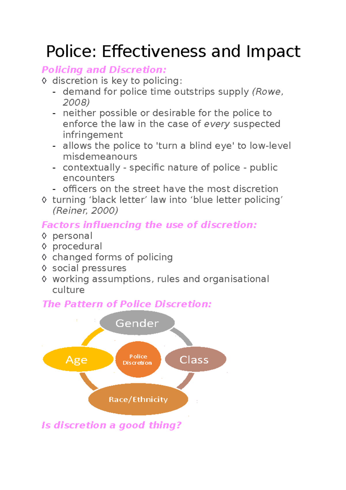 Criminal Justice - Lecture 7 - Police: Effectiveness and Impact ...