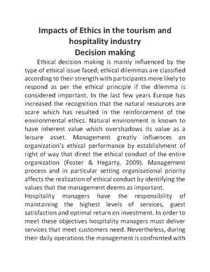VII - sadsa - Work Ethics In Hospitality Industry - Studocu