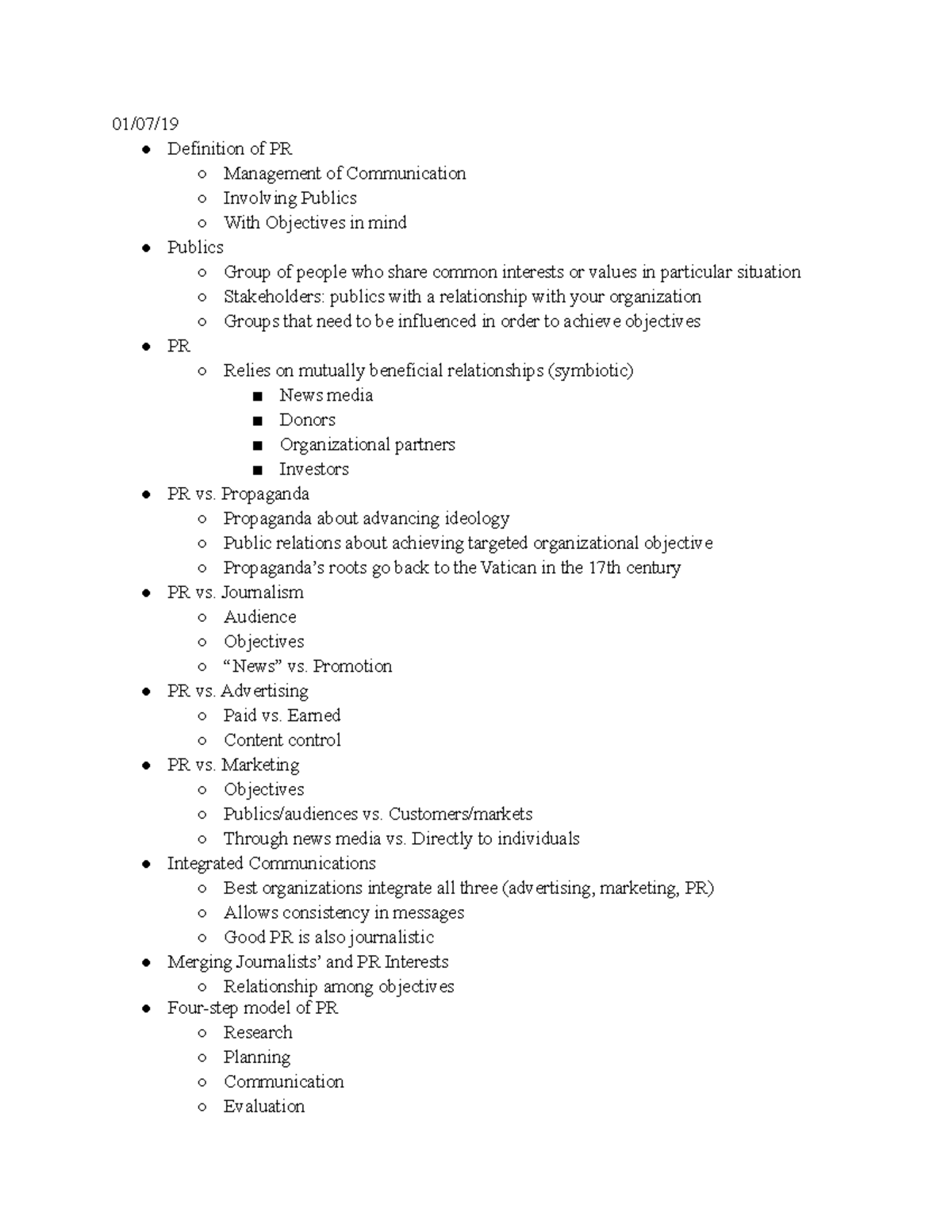 PR: Theory and Practices Notes - 01/07/ Definition of PR Management of ...
