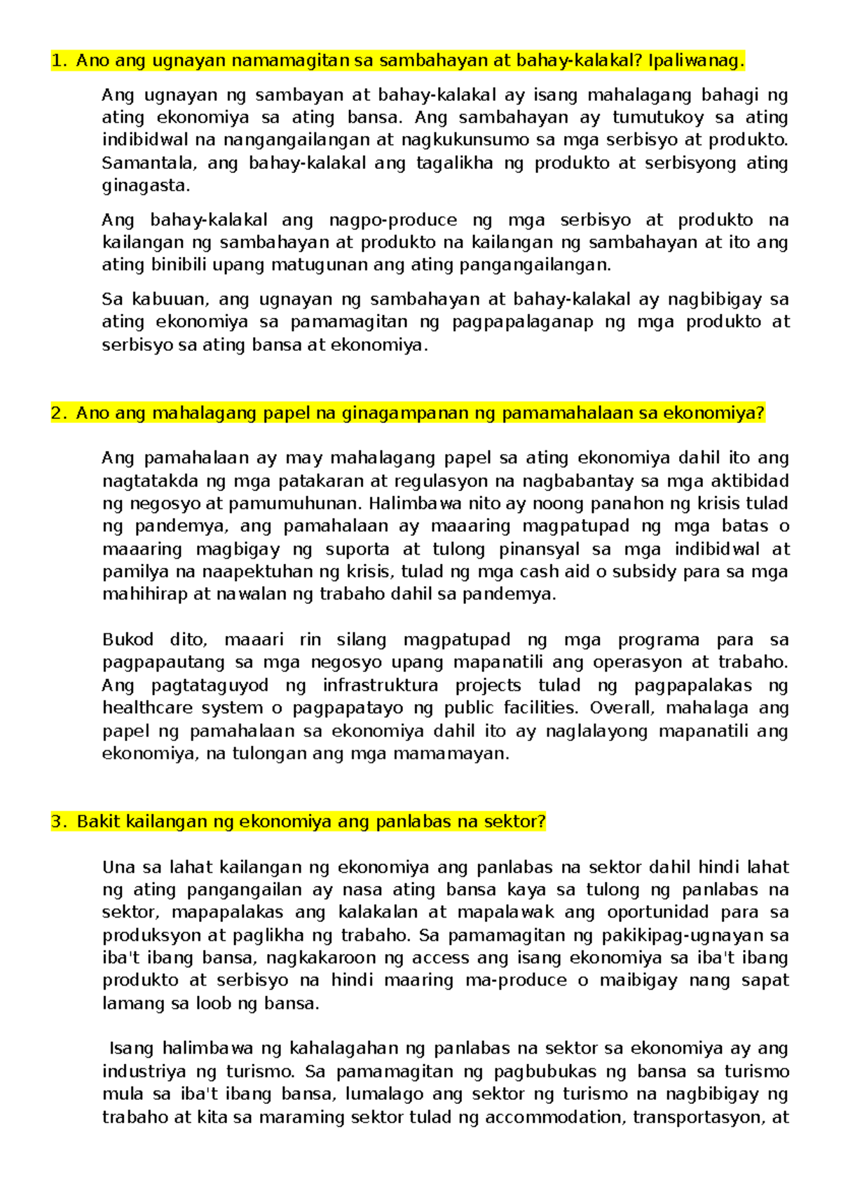 ORAL Recitation - Ano ang ugnayan namamagitan sa sambahayan at bahay ...