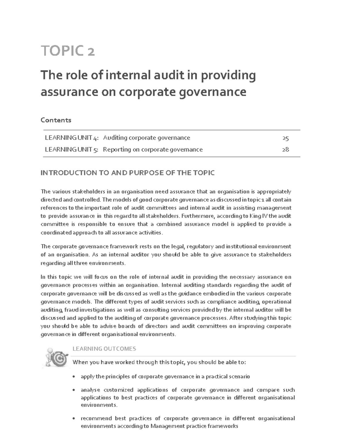 The role of internal audit in providing assurance on corporate ...