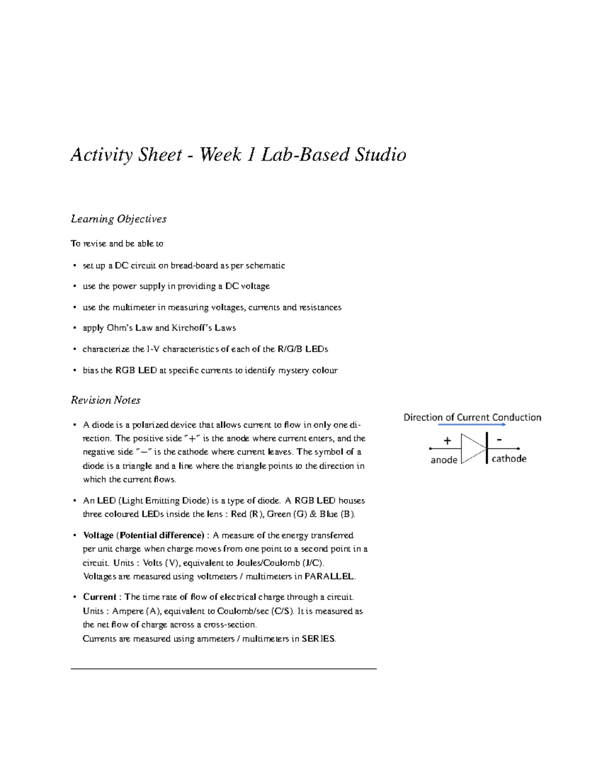 EE2111A W1 Lab-Based The RGB Mystery Activity Sheet - Activity Sheet ...