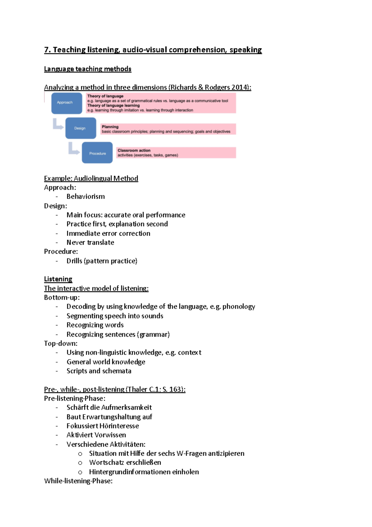 Introduction to the teaching of english - Zusammenfassung - 7. Teaching ...